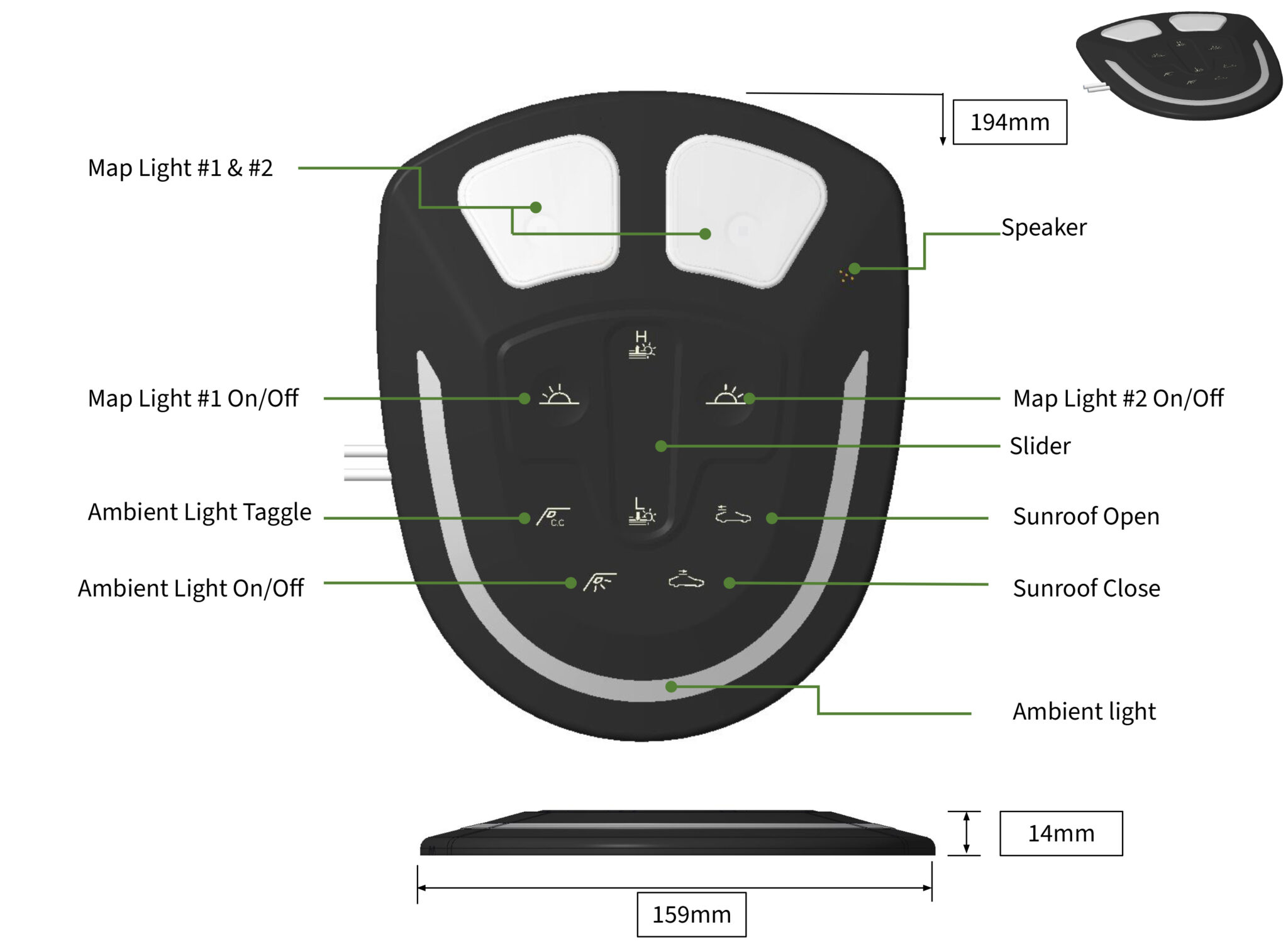 Overhead Console Reference Design | UltraSense TouchPoint HMI Controllers